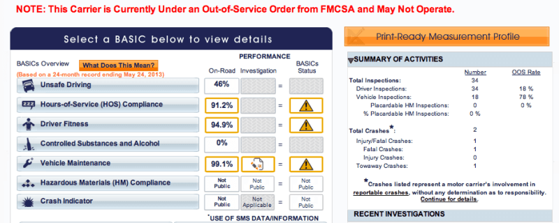 FMCSA Has Ordered Colorado Trucking Company OOS