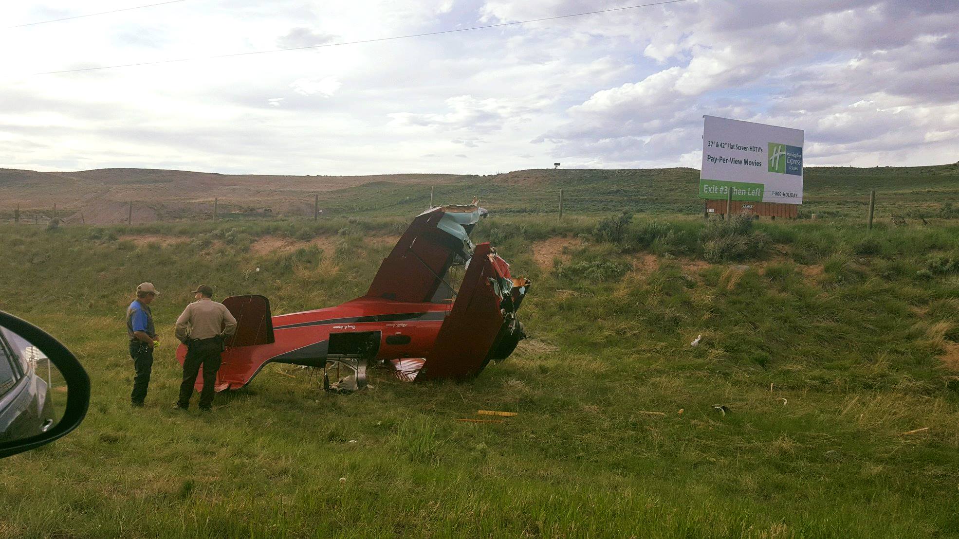 Bi-plane hits semi truck while attempting emergency landing on I-80