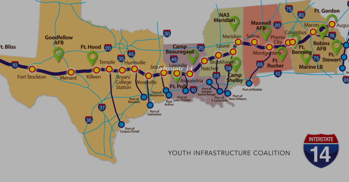Newly proposed I-14 would link five southern states