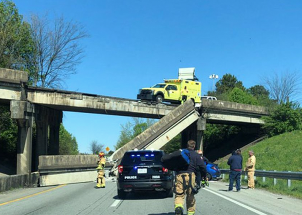 Partial bridge collapse shuts down major interstate
