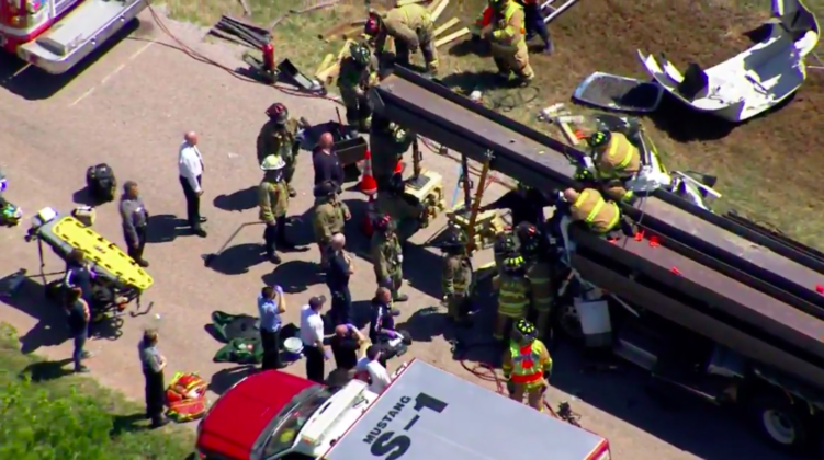 Trucker survives after load of steel beams slams through cab