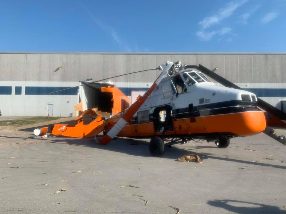 Botched helicopter landing mangles semi trailer