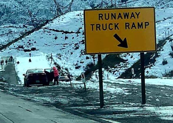 Motorists caught playing on runaway truck ramp