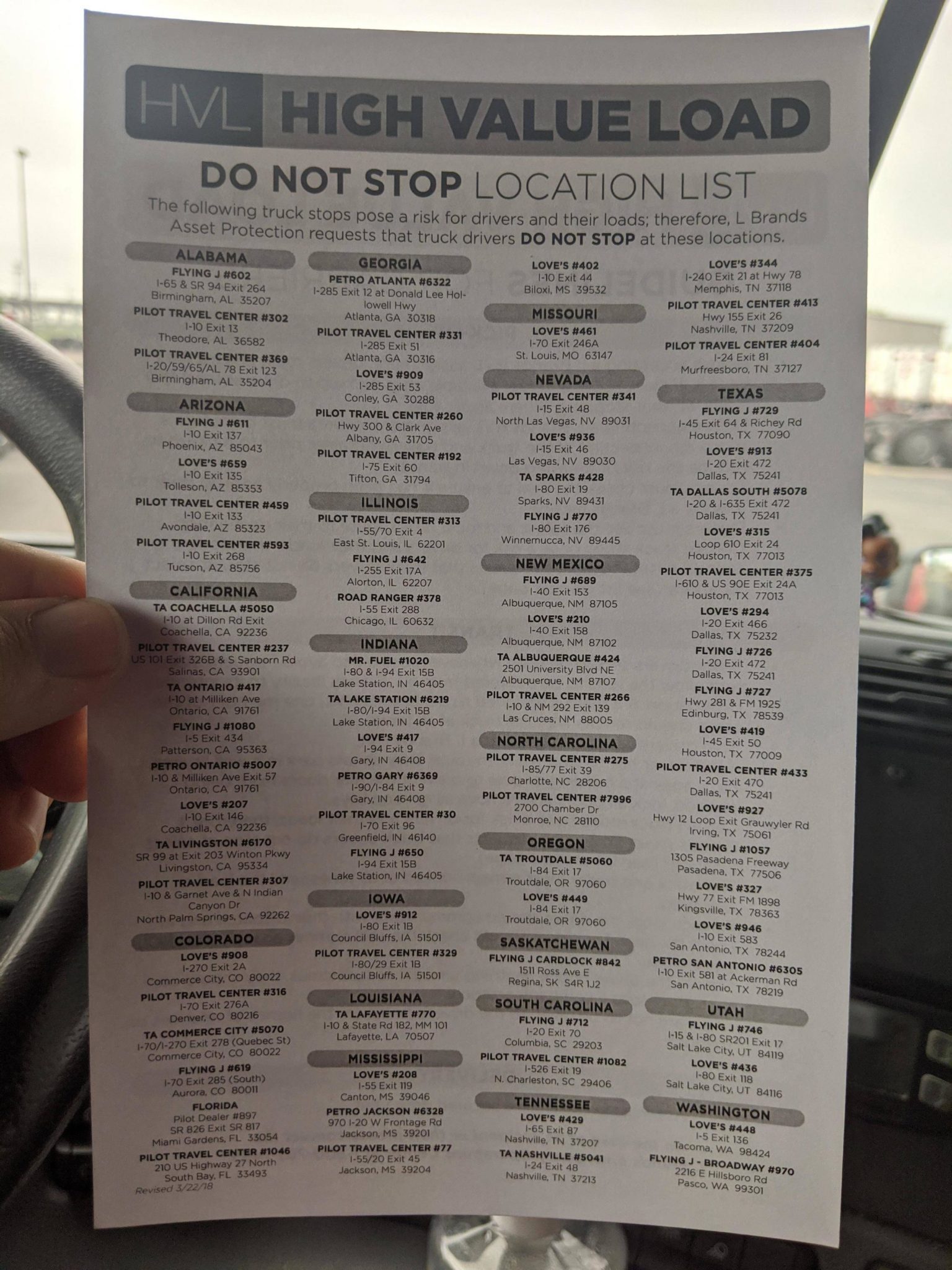 Trucker shares list of 82 truck stops he was asked to avoid with a high ...