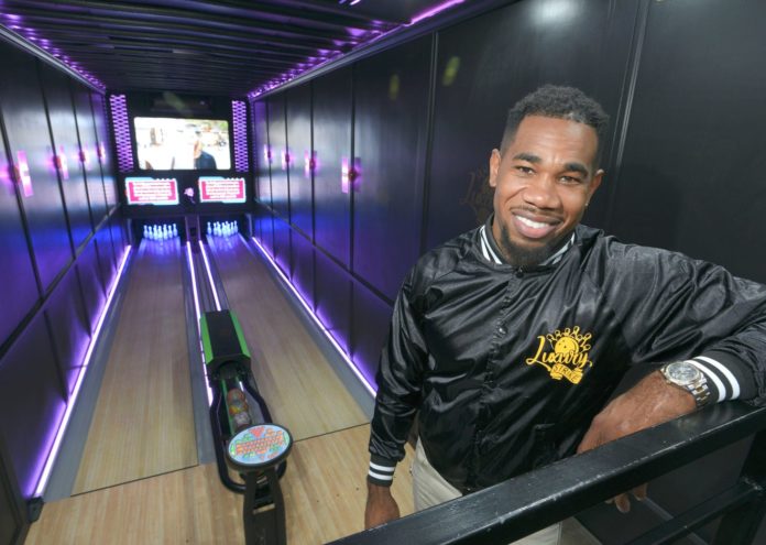 The world’s first mobile bowling alley was built using a semi truck trailer