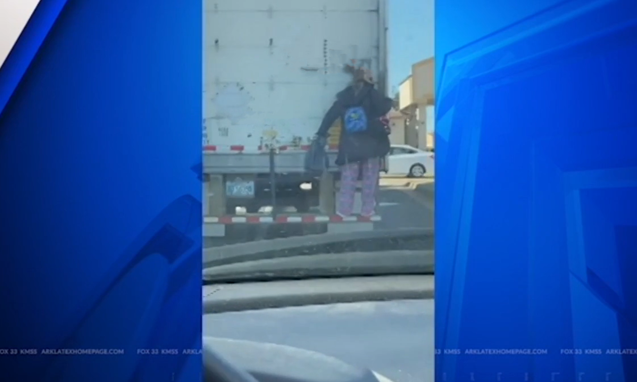 Woman filmed hitching ride on semi trailer “might’ve done it a couple ...
