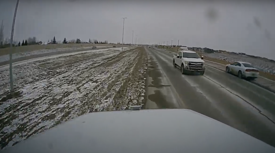 VIDEO: Driver forced into median to avoid wrong way pickup