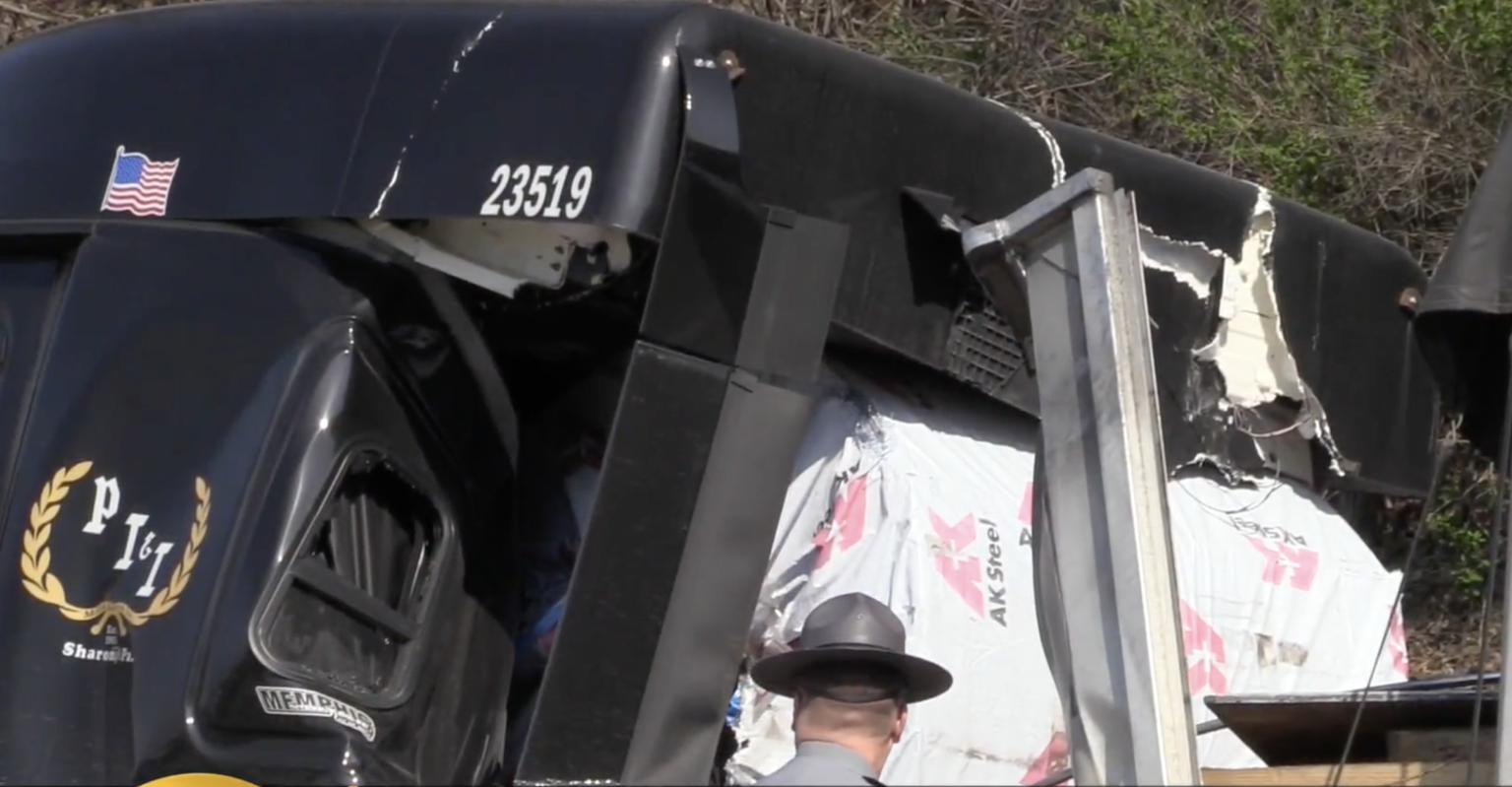 Trucker survives after steel coil crashes into cab