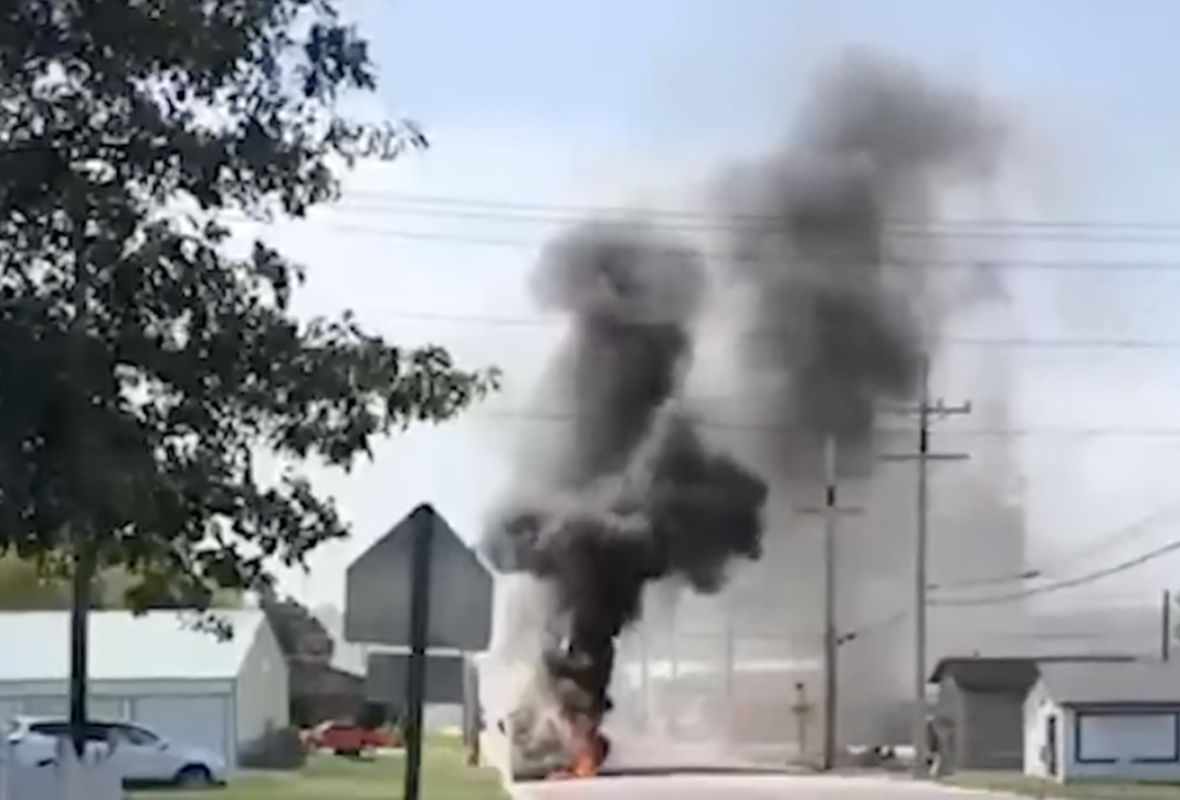 Bystander captures video of truck fire, explosion