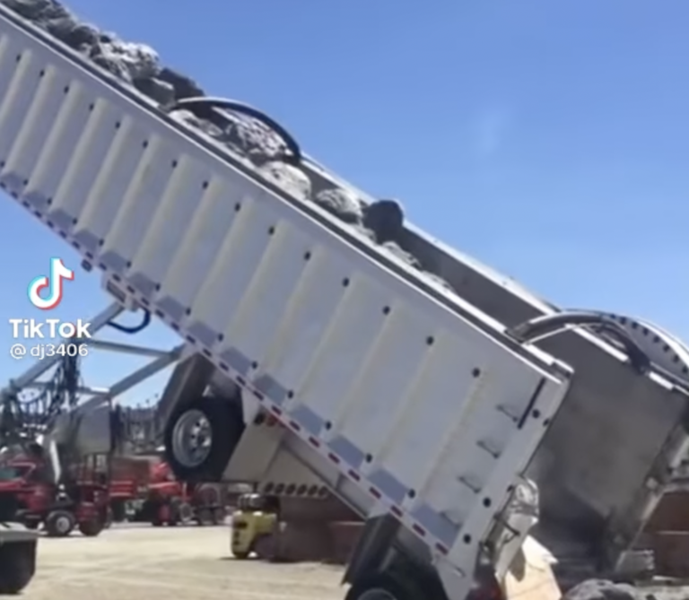 VIDEO: Here's a big time dump truck unloading fail
