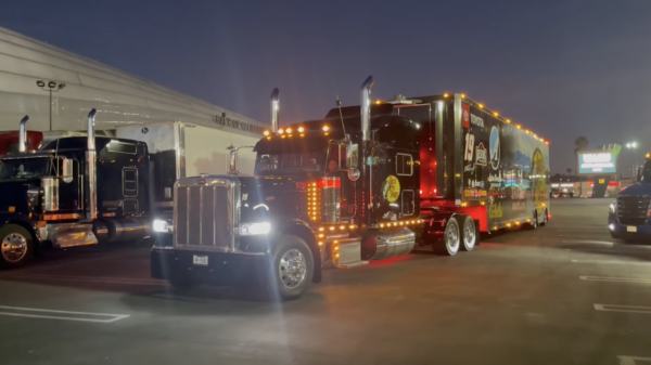 WATCH: NASCAR haulers parade into the LA Coliseum