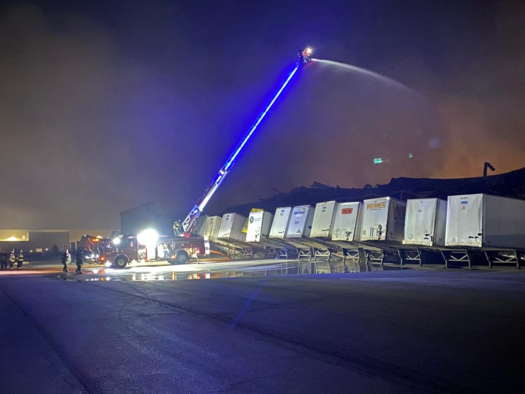 Fire at Indiana Walmart distribution center burns overnight into ...