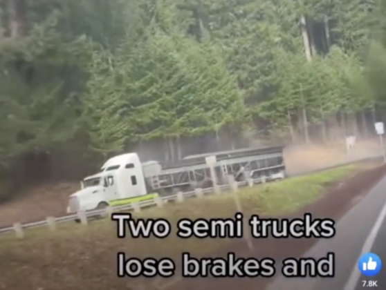 VIDEO: Two trucks crash after using runaway ramp seconds apart