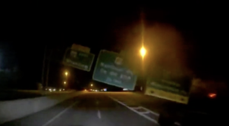 VIDEO: Trucker has to ‘Indiana Jones’ his way through a falling highway ...