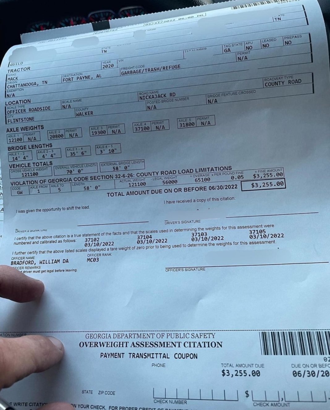 Georgia cops nab trucker who got stuck on backroad for being massively ...