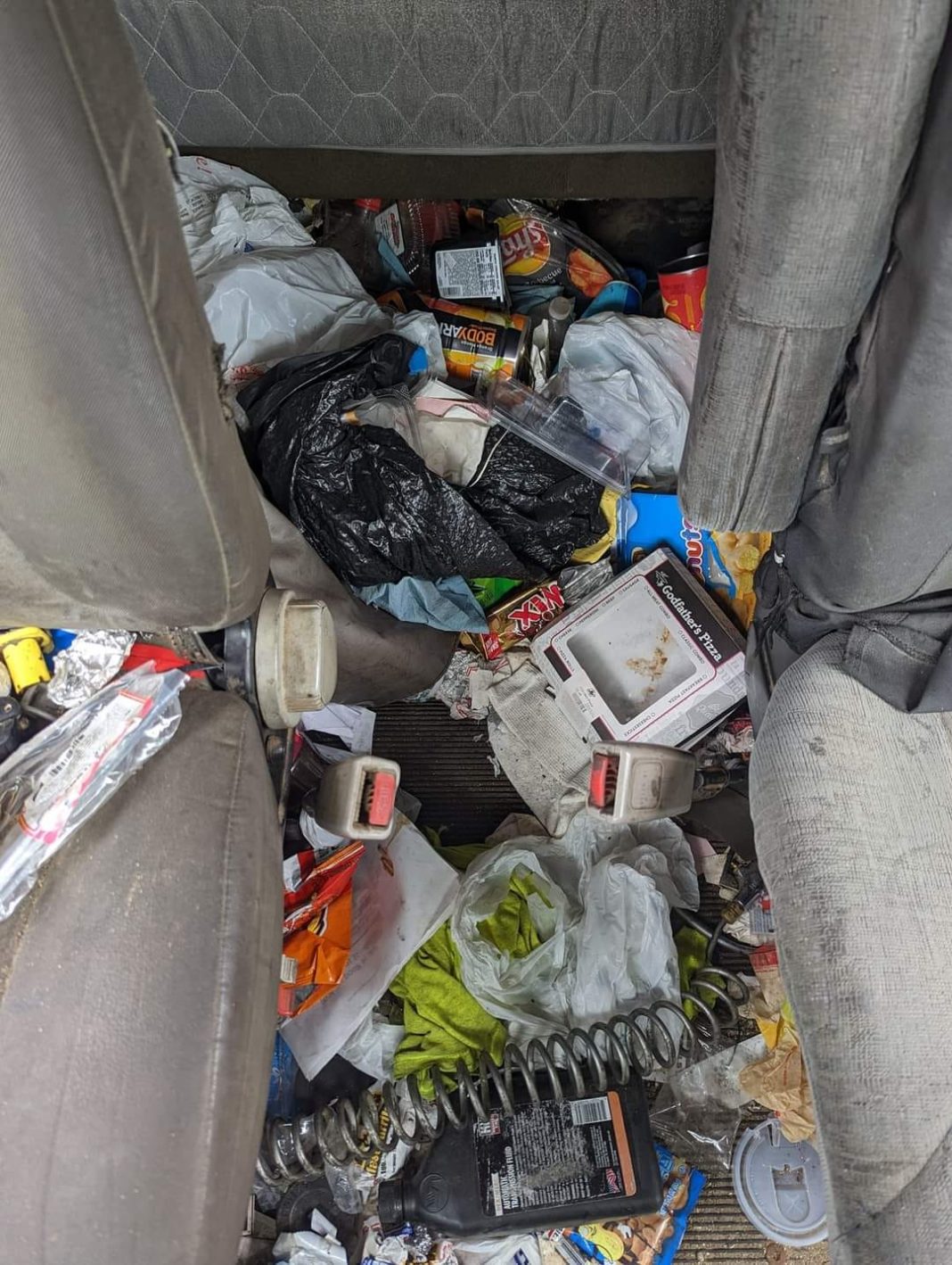The cab of this truck is so dirty it has to be seen to be believed