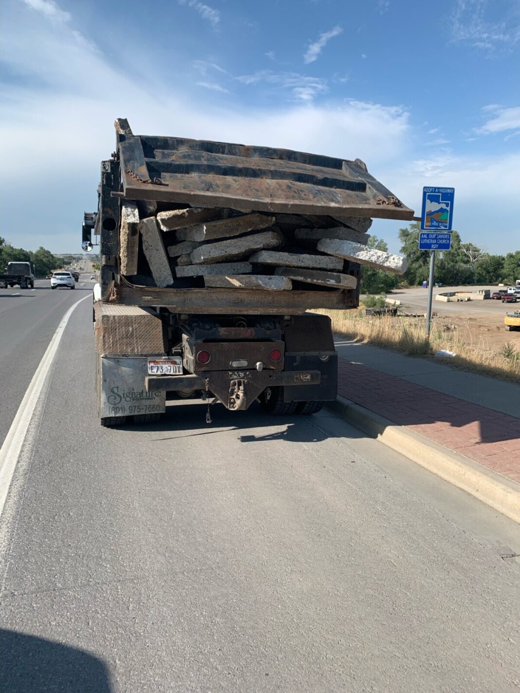 Dump truck driver sidelined for unsafe concrete slab haul