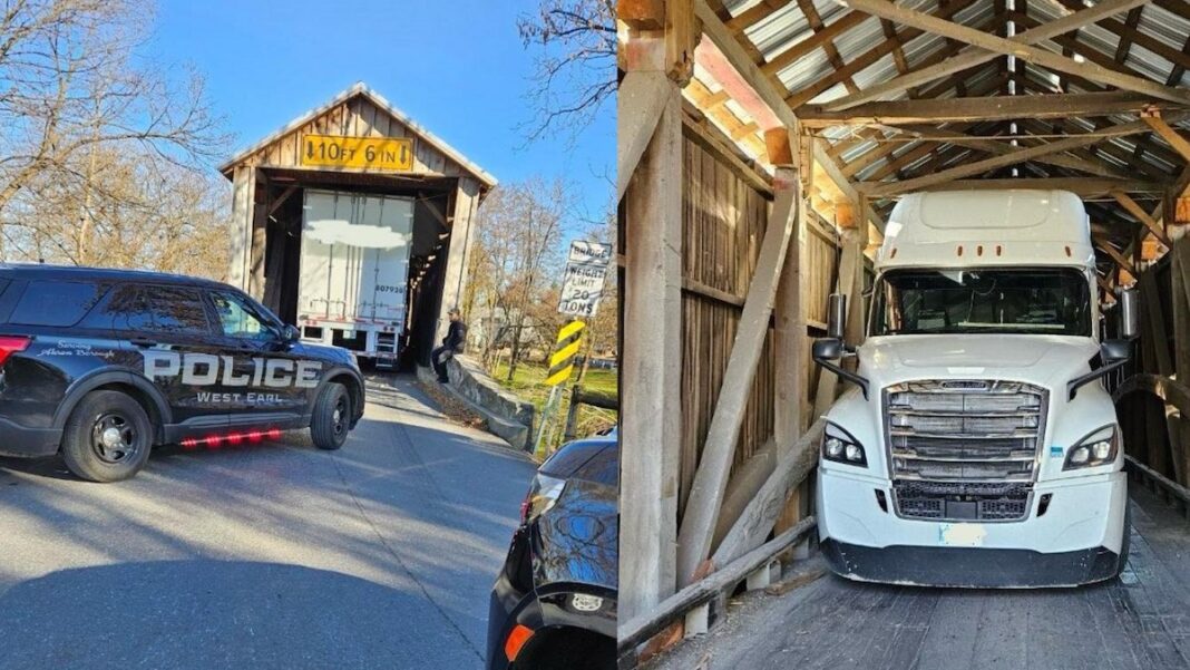 Pennsylvania covered bridge struck by semi truck brave enough to try to ...