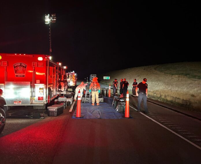 Firefighters decontaminated truck driver after chemical spill on Idaho ...