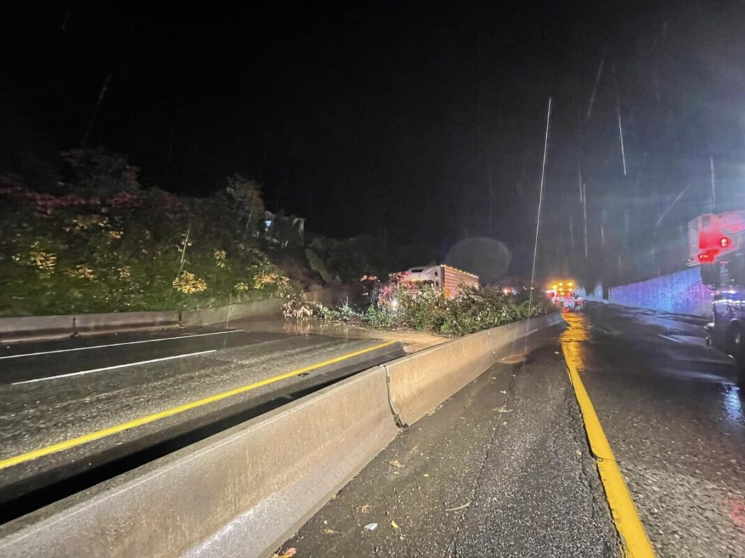 Massive mudslide snags semi truck on Washington interstate