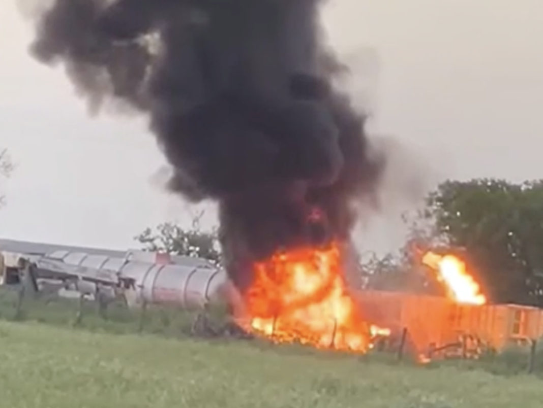 Tanker truck catches fire at crude oil facility, prompting evacuation