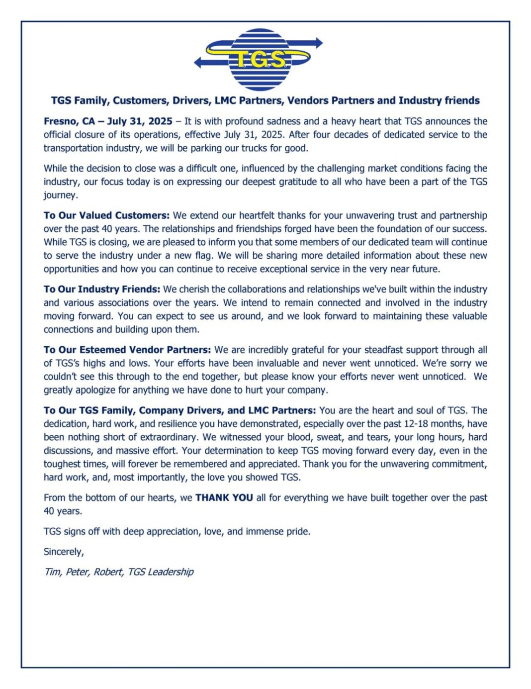 Family-run California trucking company says they will be 'parking our ...