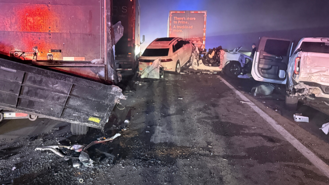 Smoke from a prescribed burn sparks 7-vehicle pile up involving three ...