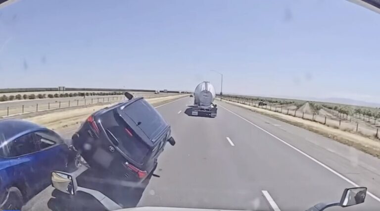 CHP shares trucker's dash cam video showing how a 'roadway hazard can ...